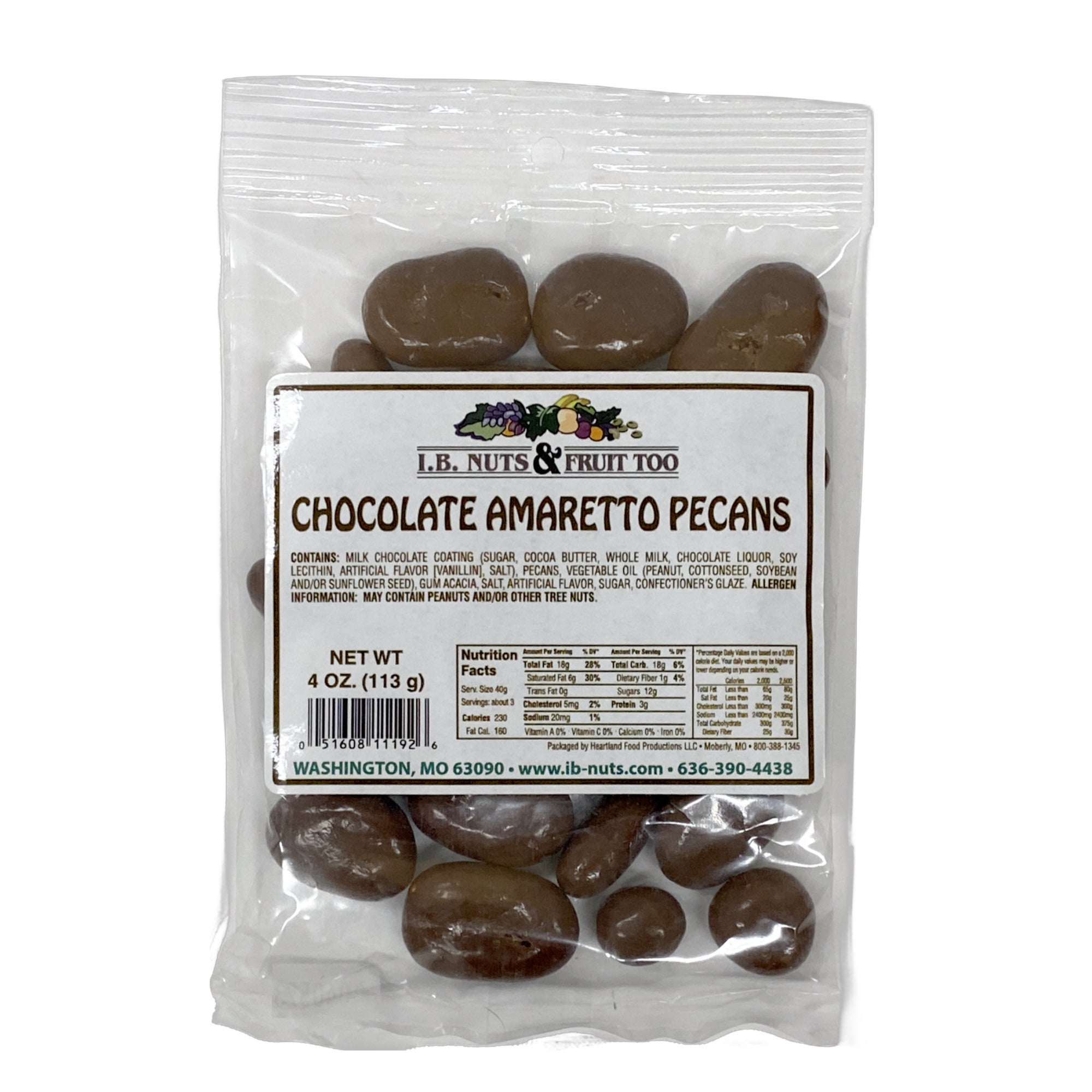 Chocolate Amaretto Pecans 4oz | IB Nuts | Premier Gifting Solutions for ...